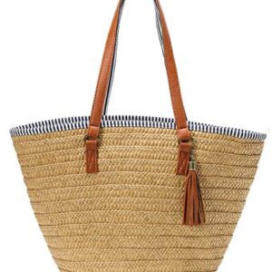 Straw Beach Bags Tote Tassels Bag Hobo Summer Handwoven Shoulder Bags Purse With Pom Poms