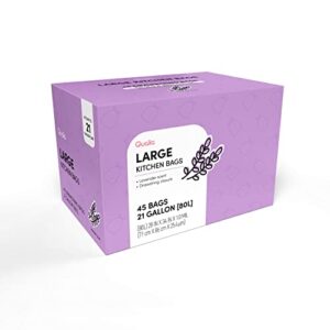 QUALIA LAVENDER SCENTED 21 Gal / 80 Liter | Drawstring Closure Trash Bag | Heavy Duty (LAVENDER, 45 BAGS), WHITE, (L10002)