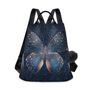 alaza butterfly stars starry night sky backpack purse for women anti theft fashion back pack shoulder bag