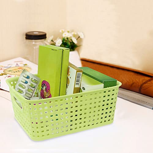 EudokkyNA Small Colored Storage Basket, Plastic Weave Basket Set of 6