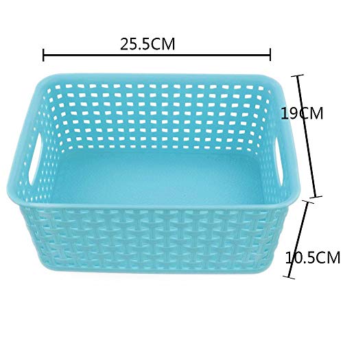 EudokkyNA Small Colored Storage Basket, Plastic Weave Basket Set of 6