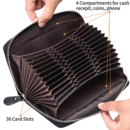 GOIACII Womens Wallet RFID Blocking Leather Credit Card Holder Phone Clutch Purse,Large Capacity Bifold Organizer with Wristlet