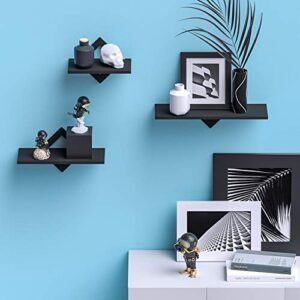 piorlado Black Floating Shelves for Wall, Wall Shelves Set of 3, Wall Mounted Shelves for Bedroom, Hallway, Office, Living Room