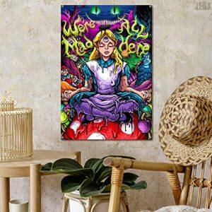 Trippy Tapestry for Bedroom Wall Decor - Alice in Wonderland Tapestry Picture Canvas Art Posters for Room Modern Wall Art Print - 15.7 x 23.6 IN (40x60cm) Bedroom Decor Posters Trippy Wall Decoration