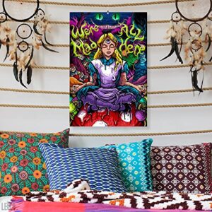 Trippy Tapestry for Bedroom Wall Decor - Alice in Wonderland Tapestry Picture Canvas Art Posters for Room Modern Wall Art Print - 15.7 x 23.6 IN (40x60cm) Bedroom Decor Posters Trippy Wall Decoration