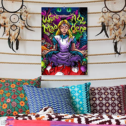 Trippy Tapestry for Bedroom Wall Decor - Alice in Wonderland Tapestry Picture Canvas Art Posters for Room Modern Wall Art Print - 15.7 x 23.6 IN (40x60cm) Bedroom Decor Posters Trippy Wall Decoration