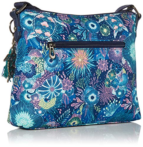 Sakroots Women's Bag in Eco-Twill, Multifunctional Purse with Adjustable Strap & Zipper Pockets, Sustainable & Durable Design, Royal Blue Seascape