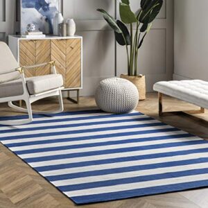 nuloom sea breeze flatwoven regent stripes area rug, 3′ x 5′, blue