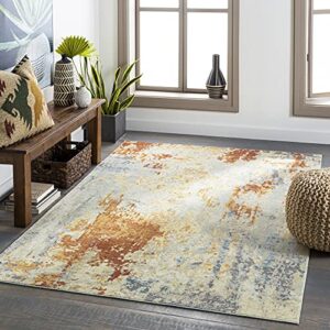 artistic weavers amphitrite outdoor modern abstract area rug, 5’3″ x 7’3″, burnt orange/gray