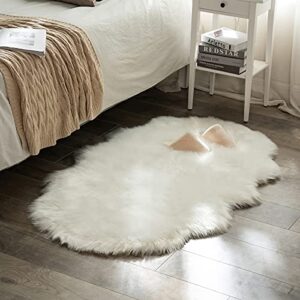 miulee luxury super soft fluffy area rug faux fur sheepskin rug decorative plush shaggy carpet for christmas decor bedside sofa floor nursery 3 x 5 feet, white