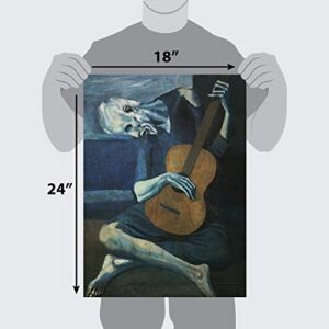 3 Pack of Posters: Vincent Van Gogh Skeleton + The Old Guitarist by Pablo Picasso + The Great Wave Off Kanagawa by Katsushika Hokusai - Set of 3 Fine Art Prints (LAMINATED, 18" x 24")