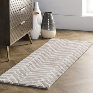 nuloom alex hand tufted wool runner rug, 2′ x 6′, beige