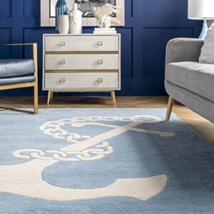 nuLOOM Set Sail Hand Tufted Wool Runner Rug, 2' x 6', Baby Blue