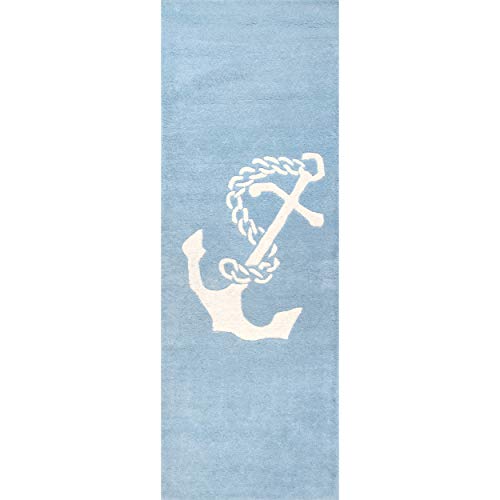 nuLOOM Set Sail Hand Tufted Wool Runner Rug, 2' x 6', Baby Blue