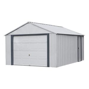 arrow shed 12′ x 17′ murryhill garage galvanized steel extra tall walls prefabricated shed storage building, 12′ x 17′, flute gray