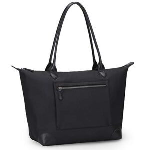 doris&jacky tote bag for women large nylon purses and handbags with leather handles womens ladies waterproof zipper travel work shoulder purse (black)