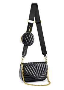 chic diary crossbody bag for women multipurpose clutch purse shoulder handbag with coin purse and chain (small, black)