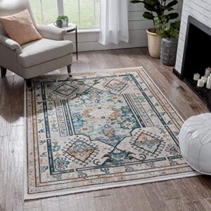 well woven indira valeria bohemian vintage oriental botanical blue (5’3″ x 7’3″) area rug