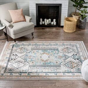 Well Woven Indira Valeria Bohemian Vintage Oriental Botanical Blue (5'3" x 7'3") Area Rug