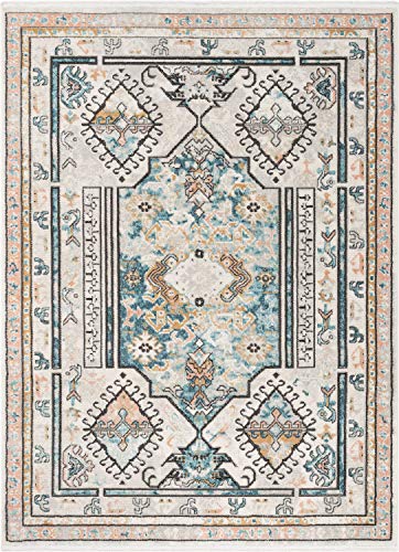 Well Woven Indira Valeria Bohemian Vintage Oriental Botanical Blue (5'3" x 7'3") Area Rug