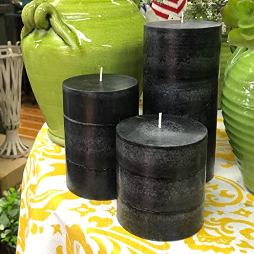 Wicks N More Charcoal Black Scented Pillar Candle (3x6)