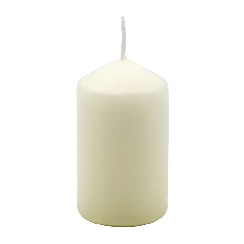 Hofer Ivory Pillar Candles - Set of 20 Unscented Small Candles in Bulk - 1.57 x 2.76 Inch - 11 Hours Long Burning Decorative Candles - Dripless Wax - Smokeless Wick - RAL Quality - Made in Austria