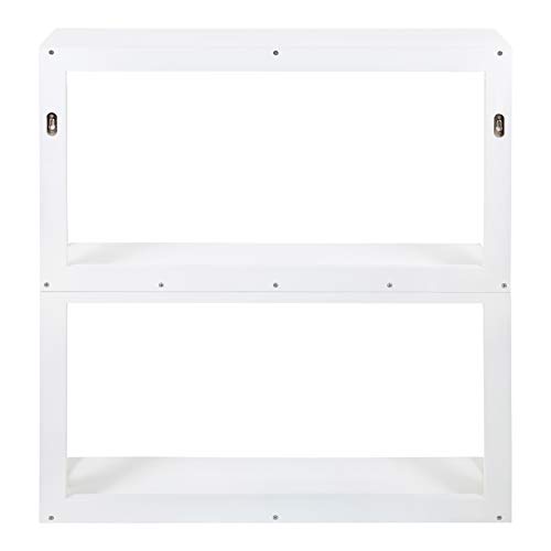 Kate and Laurel Ring Mid-Century Modern 3-Tier Shelf, 28" x 8" x 31", White and Gold, Chic Contemporary Storage and Decor