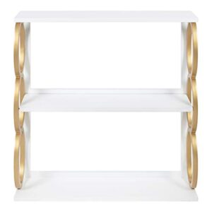 Kate and Laurel Ring Mid-Century Modern 3-Tier Shelf, 28" x 8" x 31", White and Gold, Chic Contemporary Storage and Decor