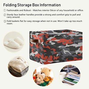 Baofu Large Storage Basket Square Foldable Canvas Laundry Baskets Bin Waterproof Inner Layer with Sturdy Handles for Kids Toy Nursery Blanket Clothes Decorative- Camo Pattern