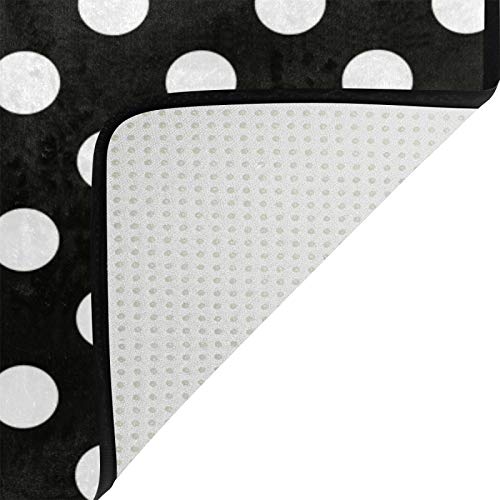 ALAZA Black White Polka Dot Non Slip Area Rug 4' x 5' for Living Dinning Room Bedroom Kitchen Hallway Office Modern Home Decorative