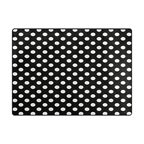 ALAZA Black White Polka Dot Non Slip Area Rug 4' x 5' for Living Dinning Room Bedroom Kitchen Hallway Office Modern Home Decorative