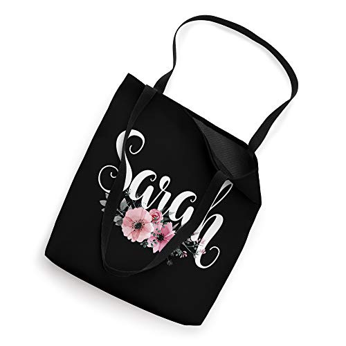 Sarah Name Personalized Floral Pink Black Women Girls Gift Tote Bag