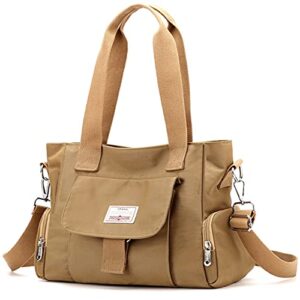 scioltoo satchel handbags for women,cute ladies shoulder cross body purses with lots of pockets mult-pockets hobo sturdy and lightweight satchel khaki