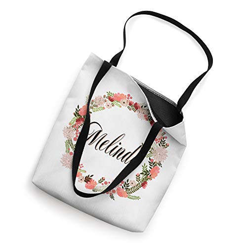 Personalized Name Melinda Floral Bridesmaid Shopping Tote Bag