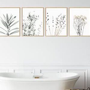 Herzii Botanical Plant Wall Art Prints- Sets Of 4 (8x10 ) Unframed Wall Decor- Pictures Minimalist Wall Art Photo - Nordic Style Eucalyptus And Lavander Leaf Prints-Modern Art Boho Print Decor - Farmhouse, Kitchen, Bedroom Wall Decor