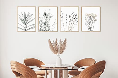 Herzii Botanical Plant Wall Art Prints- Sets Of 4 (8x10 ) Unframed Wall Decor- Pictures Minimalist Wall Art Photo - Nordic Style Eucalyptus And Lavander Leaf Prints-Modern Art Boho Print Decor - Farmhouse, Kitchen, Bedroom Wall Decor