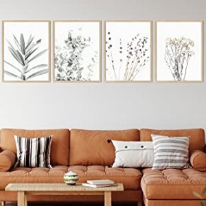 Herzii Botanical Plant Wall Art Prints- Sets Of 4 (8x10 ) Unframed Wall Decor- Pictures Minimalist Wall Art Photo - Nordic Style Eucalyptus And Lavander Leaf Prints-Modern Art Boho Print Decor - Farmhouse, Kitchen, Bedroom Wall Decor