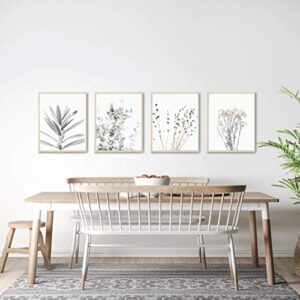 Herzii Botanical Plant Wall Art Prints- Sets Of 4 (8x10 ) Unframed Wall Decor- Pictures Minimalist Wall Art Photo - Nordic Style Eucalyptus And Lavander Leaf Prints-Modern Art Boho Print Decor - Farmhouse, Kitchen, Bedroom Wall Decor