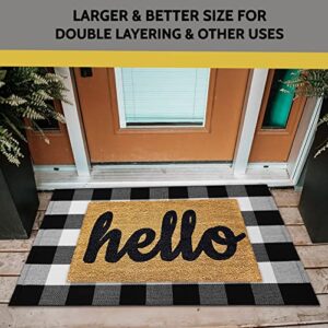 KILOCOCO Buffalo Plaid Rug 27.5x43 Inches Black and White Outdoor Rugs Cotton Hand-Woven Washable Indoor Buffalo Check Rug Layered Doormats for Front Door/Front Porch/Farmhouse/Entryway/Patio…