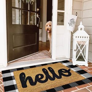 KILOCOCO Buffalo Plaid Rug 27.5x43 Inches Black and White Outdoor Rugs Cotton Hand-Woven Washable Indoor Buffalo Check Rug Layered Doormats for Front Door/Front Porch/Farmhouse/Entryway/Patio…