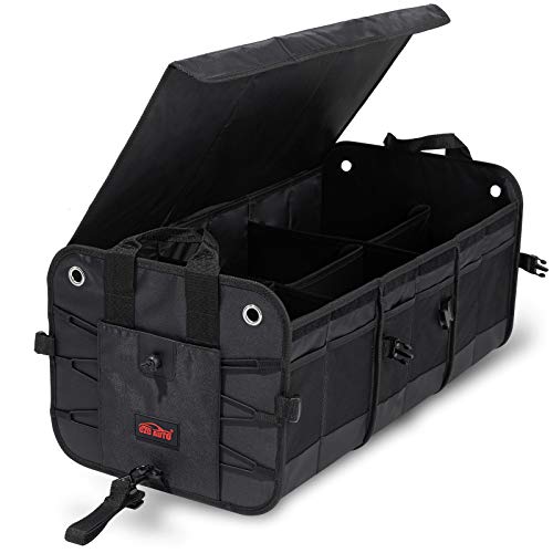 CZC AUTO Car Trunk Organizer Collapsible Cargo Trunk Storage Organizer with 6 Compartments for Car Suv Truck (Black)