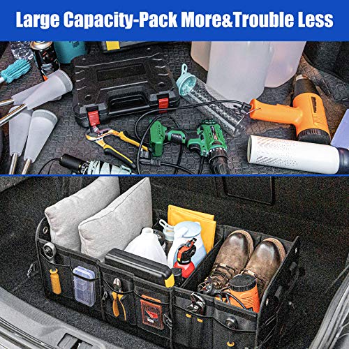 CZC AUTO Car Trunk Organizer Collapsible Cargo Trunk Storage Organizer with 6 Compartments for Car Suv Truck (Black)