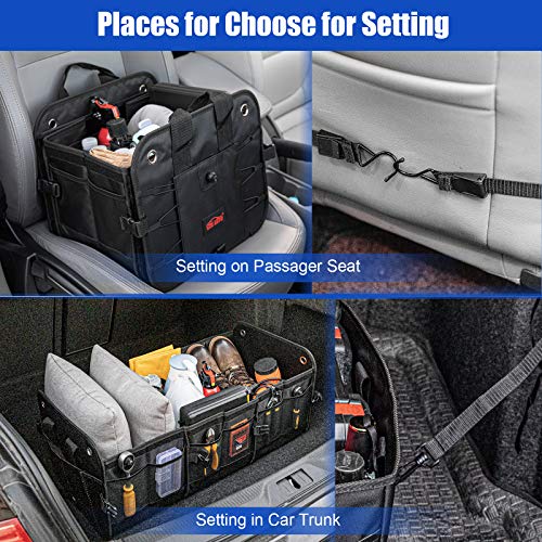 CZC AUTO Car Trunk Organizer Collapsible Cargo Trunk Storage Organizer with 6 Compartments for Car Suv Truck (Black)