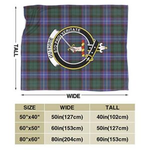 Jun2K Ultra-Soft Micro Fleece Blanket,Guthrie Tartan Clan Badge Throw Blanket Sheet 80"x60"