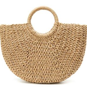 Womens Large Straw Bags Beach Tote Bag Hobo Summer Handwoven Bags Purse With Pom Poms