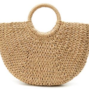 Womens Large Straw Bags Beach Tote Bag Hobo Summer Handwoven Bags Purse With Pom Poms