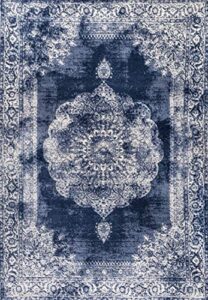 jonathan y mdp403d-8 rosalia cottage medallion indoor area-rug vintage bohemian easy-cleaning bedroom kitchen living room non shedding, 8 ft x 10 ft, ivory