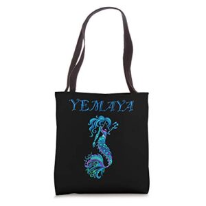 yemaya orishas goddess ifa yoruba religion gift water black tote bag