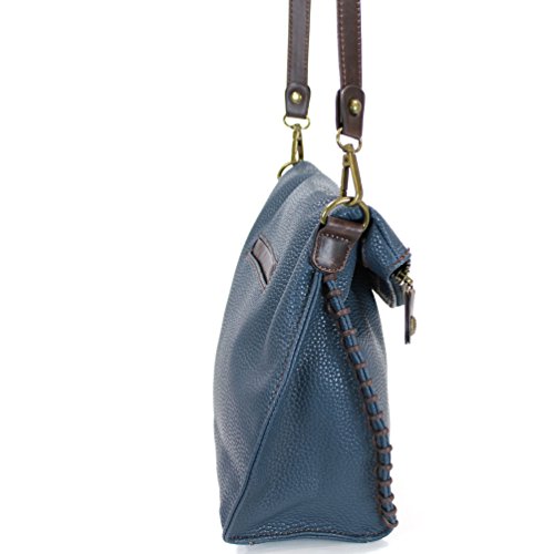 CHALA Charming Crossbody Bag - Flap Top and Metal Key Charm in Navy Blue, Cross-Body or Shoulder (Coin Purse_ Bag Only)