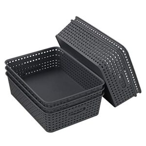 Easymanie Grey Plastic Basket Tray, A4 Paper Baskets, Pack of 5